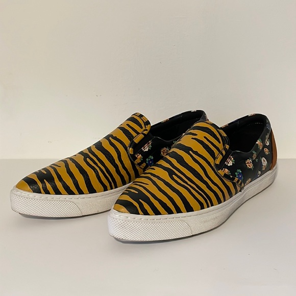 Coach | Shoes | Coach Tiger Print Leather Slip On Sneakers Q878 | Poshmark